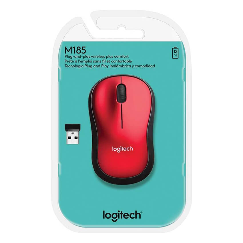 Mouse Inalámbrico Logitech M185 USB Rojo - Deffo Argentina