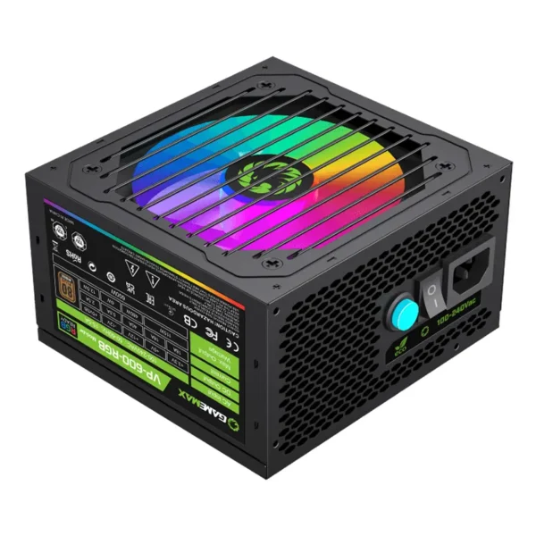 Fuente de alimentación semi modular GameMax VP-600-RGB-M, 600W, 80 PLUS Bronze - Deffo Argentina